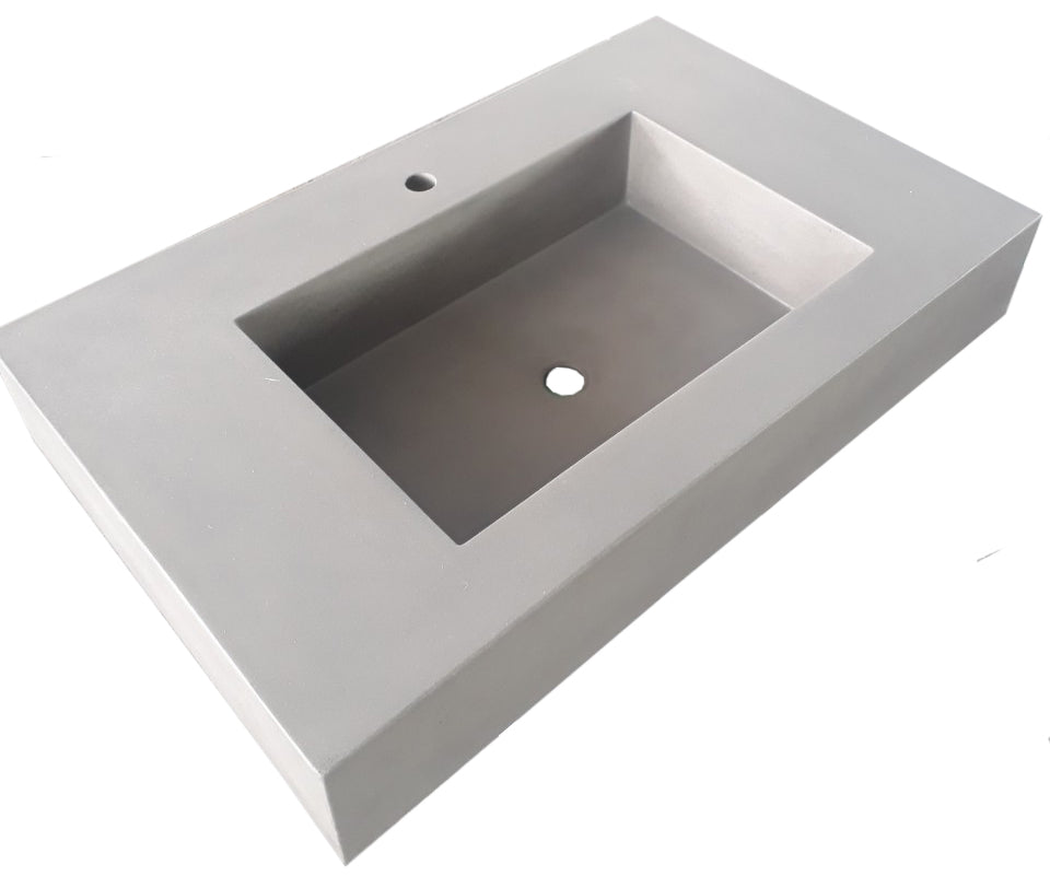 Laguna - Single Bowl Vanity / Floating Concrete Bathroom Sink w/ Stand ...